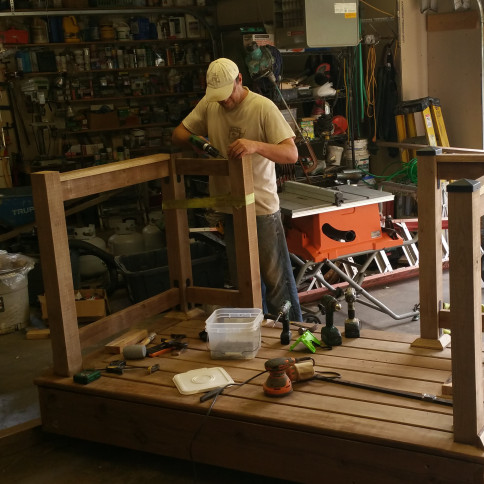 Prefab 1 Cedar Tone Stoop | Decks By Design